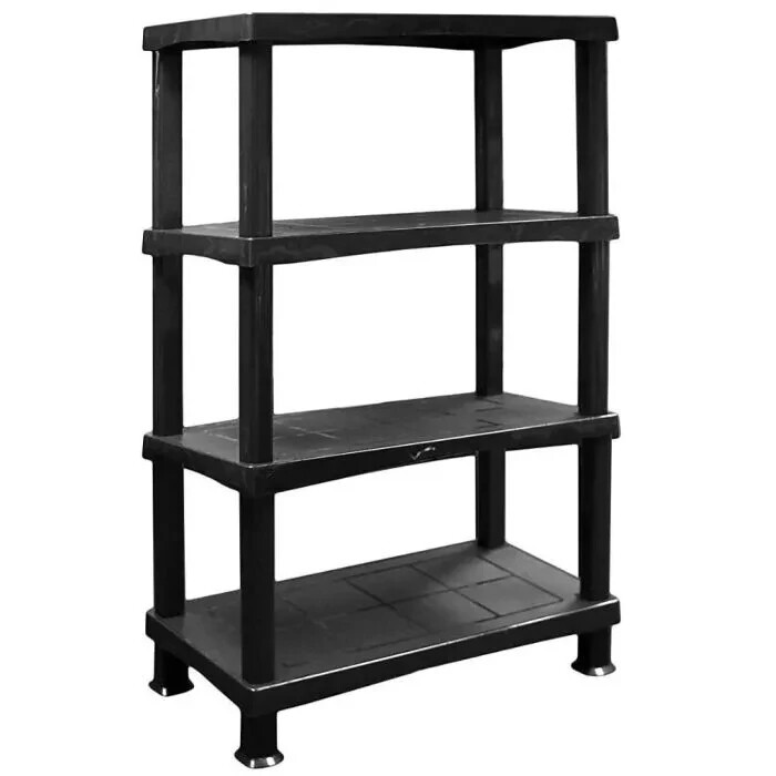 Plastic 4 tier Shelf Unit Solid Lightweight Shelving System For Home ...