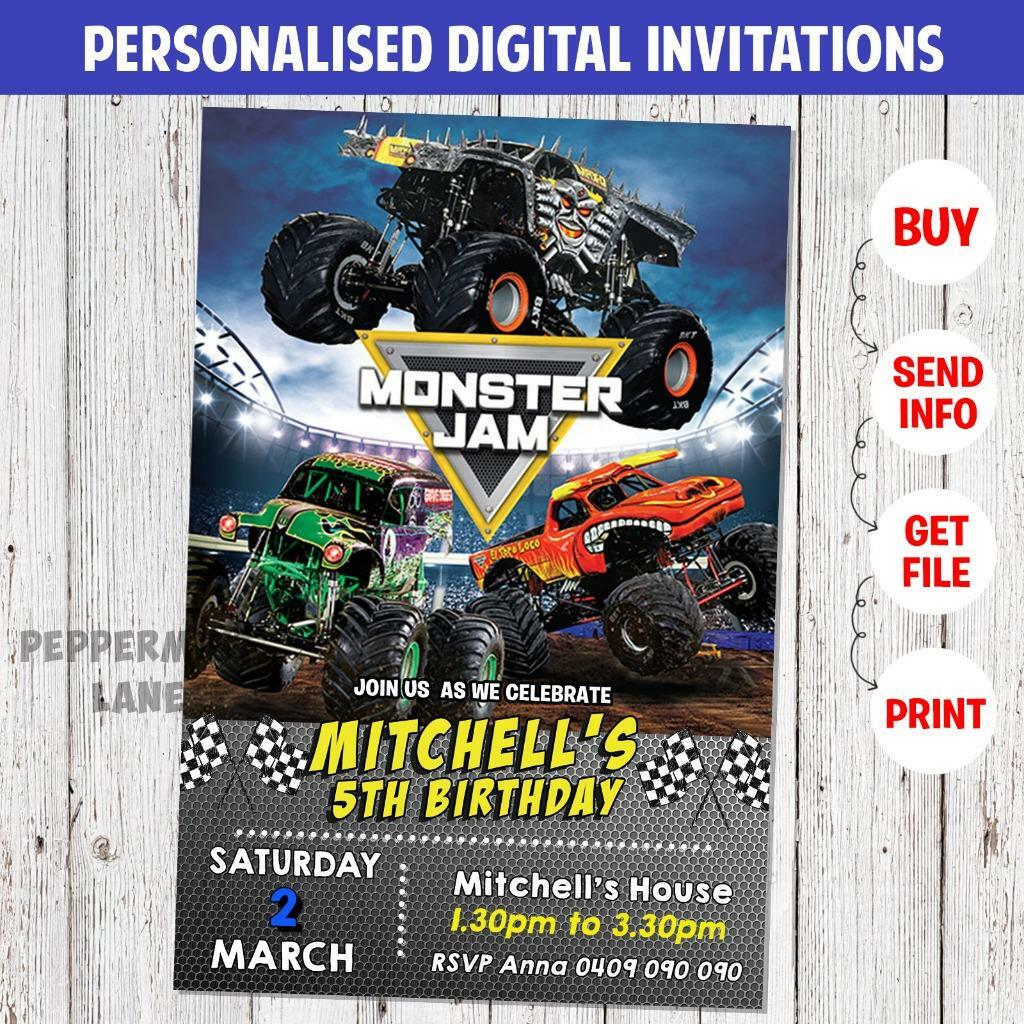 Monster Jam Birthday Invitations Monster Truck Ticket Invitation