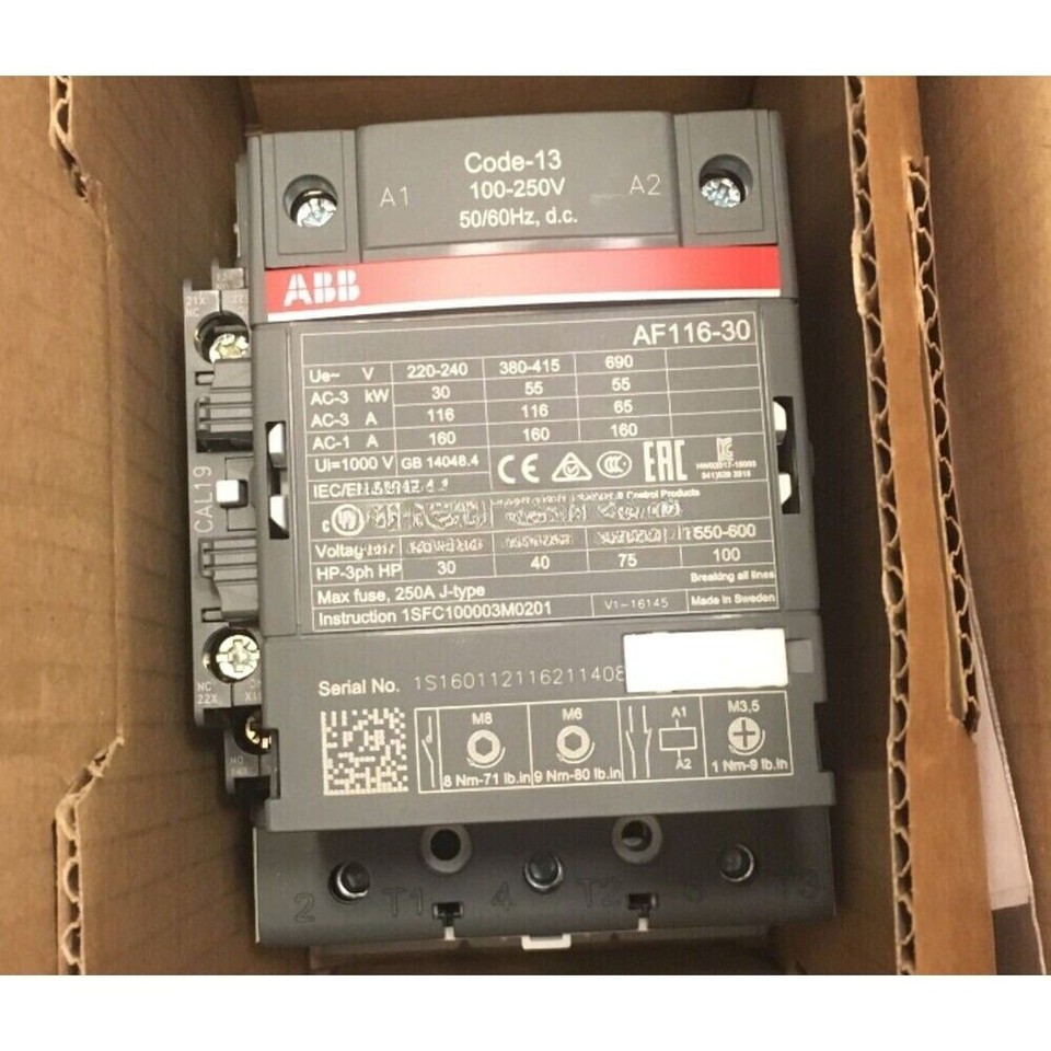 ABB AC Contactor AF116-30-11-13 100-250V 50/60Hz-DC US Free TAX | eBay