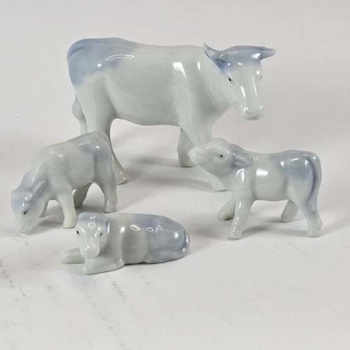 Vintage Germany Porcelain Miniature Blue Spotted Baby Cows Calf Calves ...