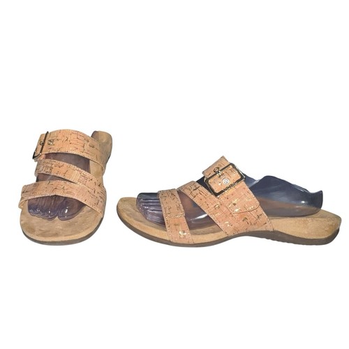 Vionic Skylar Cork Slide Adjustable Buckle Sandals Size 8 Comfort Arch ...