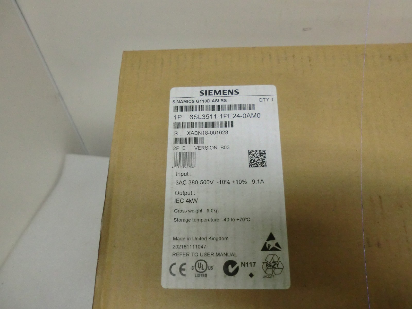 Siemens Sinamics Inverter G110d ASI RS 6sl3511-1pe24-0am0 for sale ...