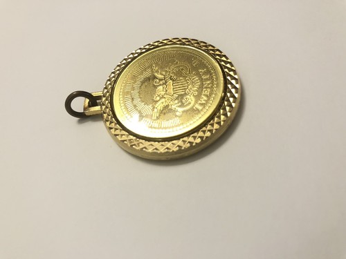 Vintage Bicentennial 1776 Twenty D Coin Gold / Silver Tone Pendant 1 1/ ...