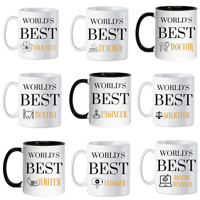 Personalised Worlds Best Job Role Mug Unique Custom Text Coffee Cup ...