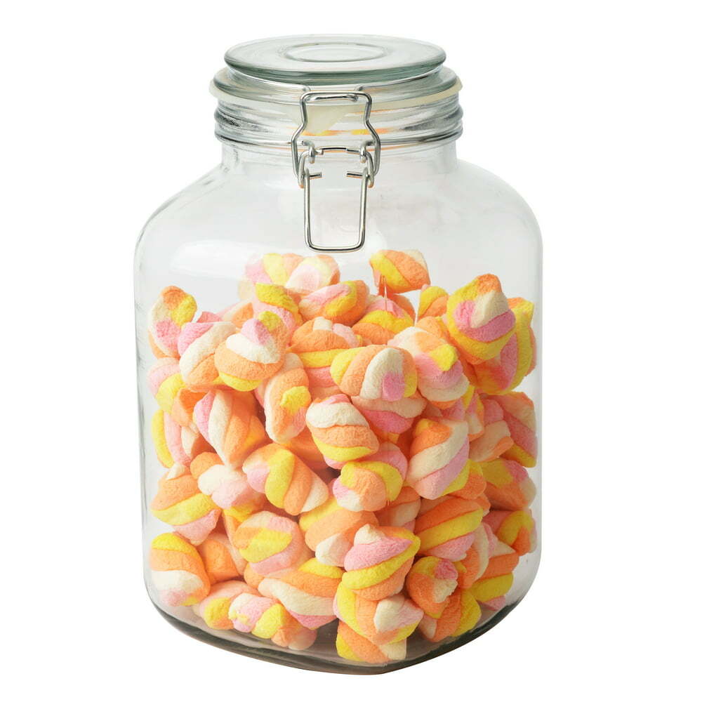 Kitchen Storage 106OZ Clear Glass Lock Lid Jar With Metal Hardware ...