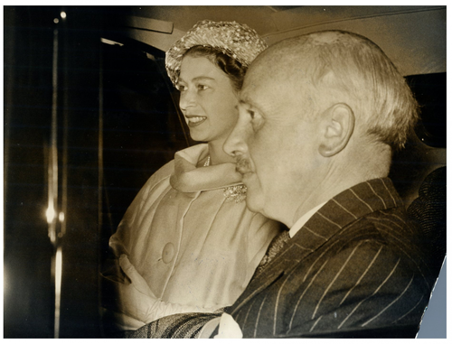 Queen Elizabeth and Sir Michael Adeane, London Vintage Silver Print ar ...