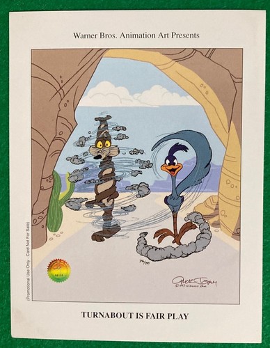 ROAD RUNNER PROMO ART CARD WARNER BROS. ANIMATION TURNABOUT IS FAIR ...