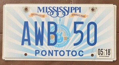 Mississippi VANITY License Plate AWB 50 | eBay