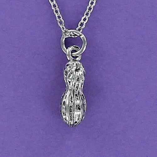 PEANUT Necklace on Chain or Charm Only - Pewter Small Goober 3D Nut ...