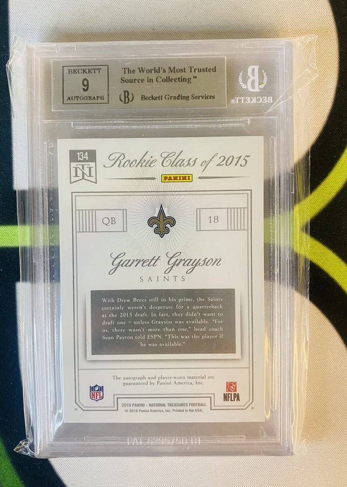 2015 National Treasures GARRETT GRAYSON#134 RC Rookie Patch Auto 38/99 ...