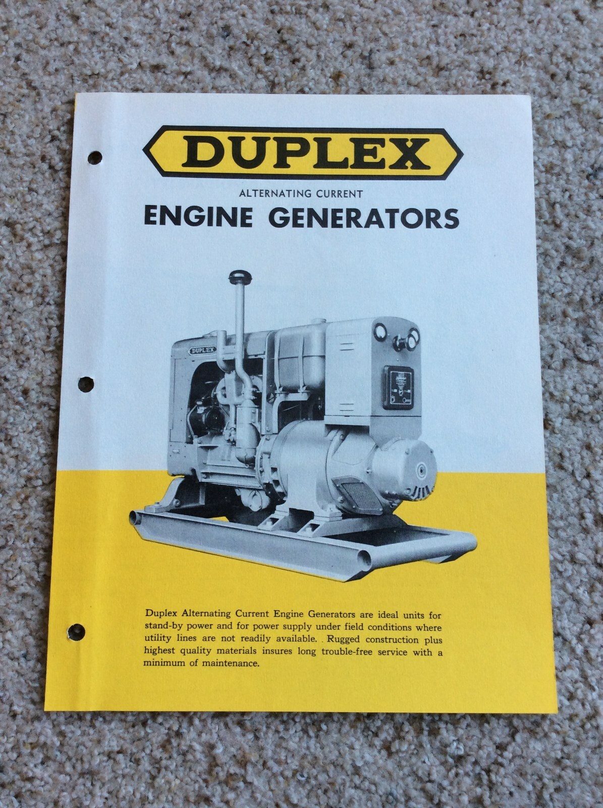1950s Duplex alternating current engine generators, for heavy-duty ...