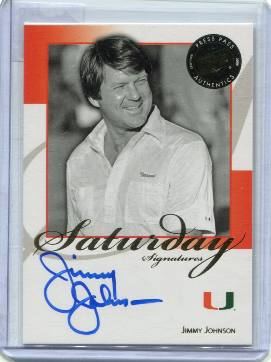 2009 Press Pass Legends - JIMMIE JOHNSON - Autograph - MIAMI HURRICANES ...