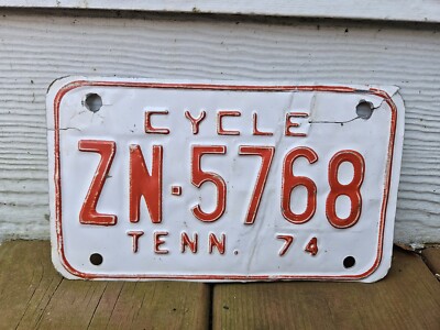 Vintage 1974 Tennessee Motorcycle License Plate | eBay