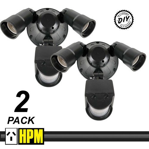 2 x Double PAR38 Weatherproof Light Fittings w/ PIR Motion Sensor - DIY ...