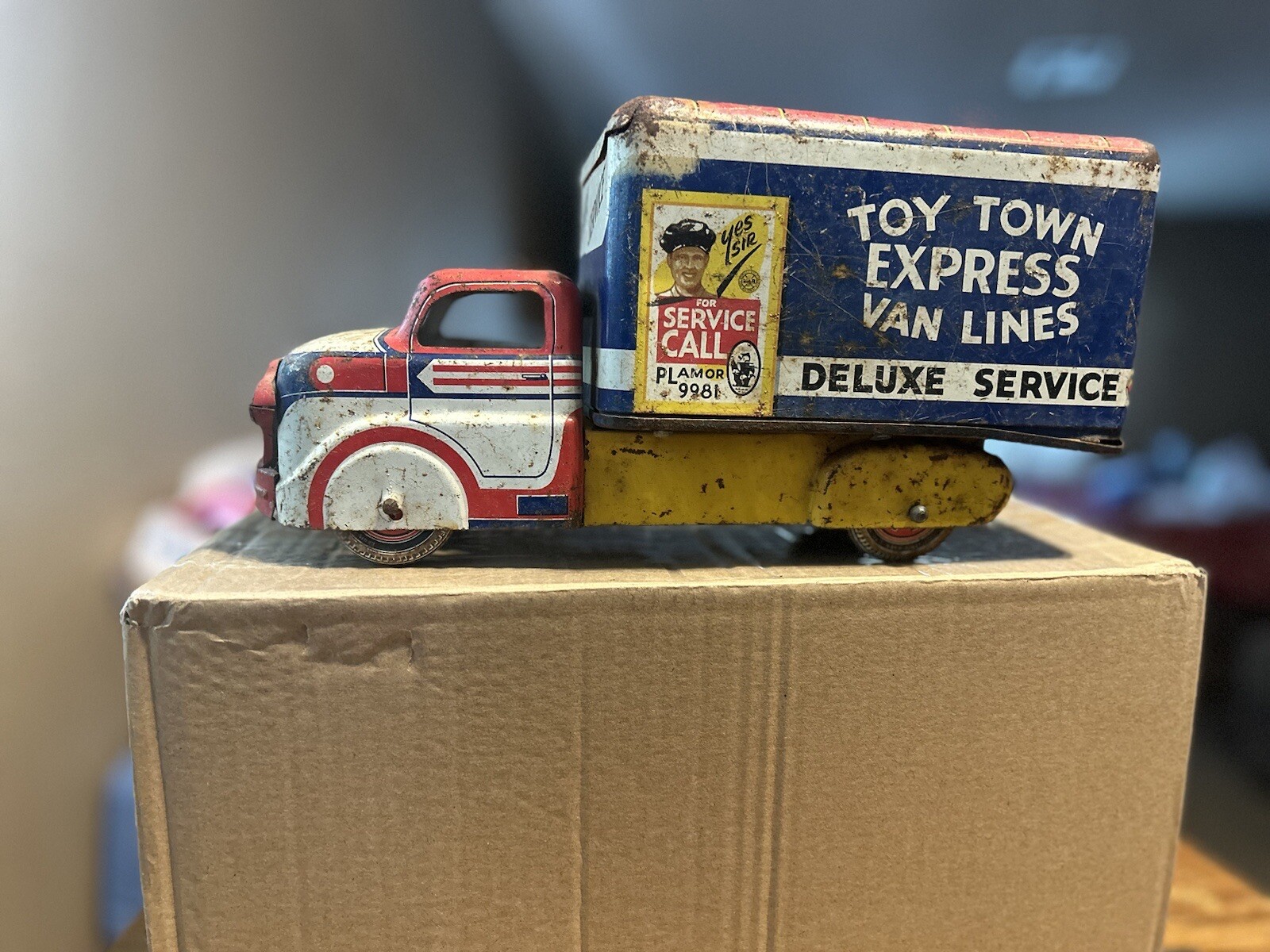 Toy Town Express Van Lines 1950’s Pressed Steel Vintage Delivery Toy Truck | eBay