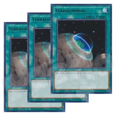Yugioh - Terraforming x 3 - 1st Edition Rare NM - Plus Free Holographic ...