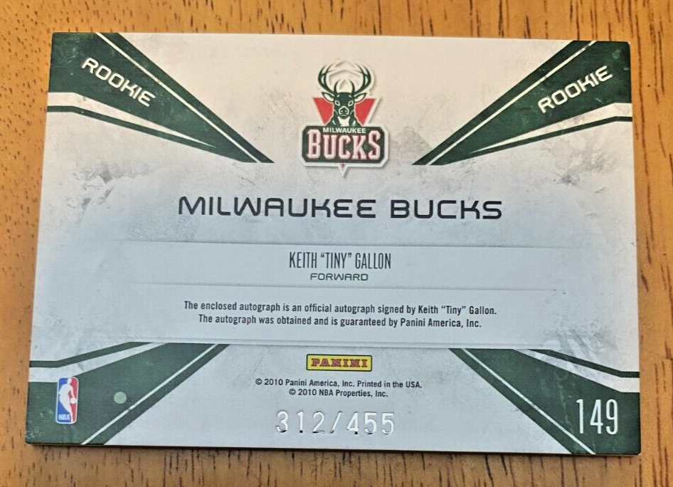 2010-11 Rookies & Stars #149 KEITH "TINY" GALLON Auto Rookie RPA #'d ...