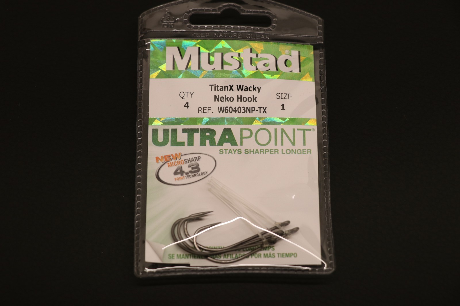 Mustad W60403NP-TX TitanX Weedless Wacky Neko Hook - Size 1 - Pack of 4 ...