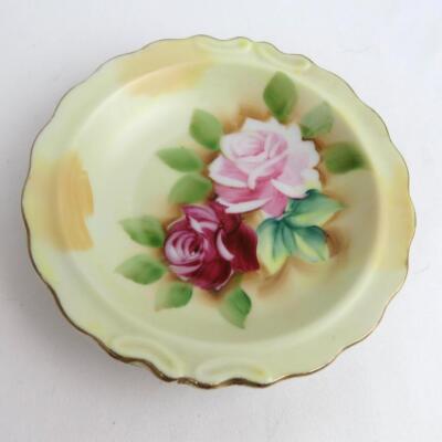 Trinket Dish Rind Holder CM Chadwick Pink Roses Ruffled Edge Rim ...