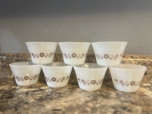 Dynaware Pyr-o-Rey Br. Daisy Custard Cups Vintage Lot of 7 $go to ...
