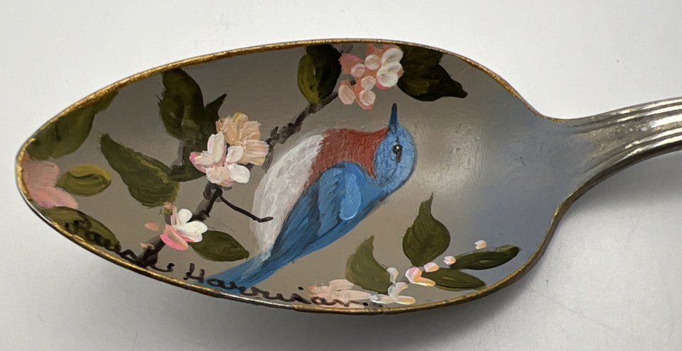 Hand-Painted Birds Souvenir Spoons Signed By R. Harrison Lot of 2 | eBay