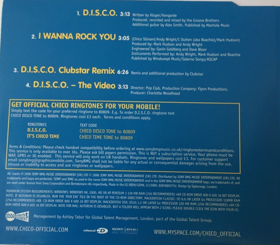 CHICO D.I.S.C.O. 4 TRACK CD NEW - NOT SEALED 828768927526 | eBay UK