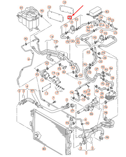 VOLKSWAGEN TOUAREG 7P ENGINE COOLANT HOSE WITH VALVE 7P0122049B NO DUTY ...