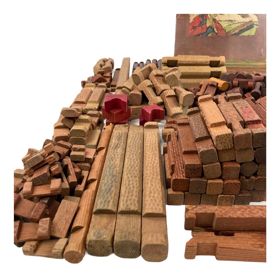 HUGE Vintage Halsam American Square Logs Building Set Lot w/ Lid Mid ...