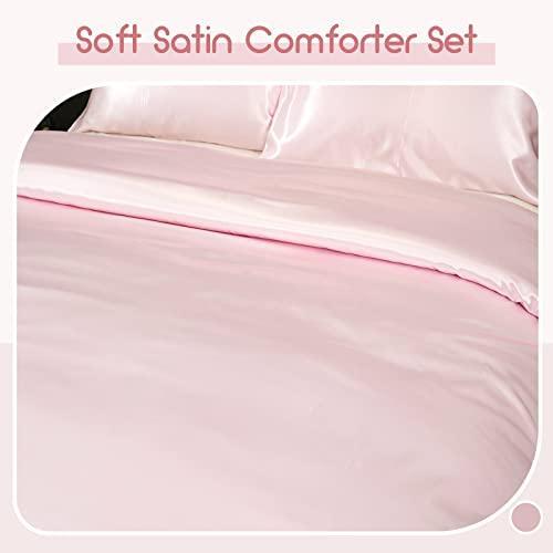Redkey Satin Comforter Set King Luxurious Soft Silky Cooling Down ...