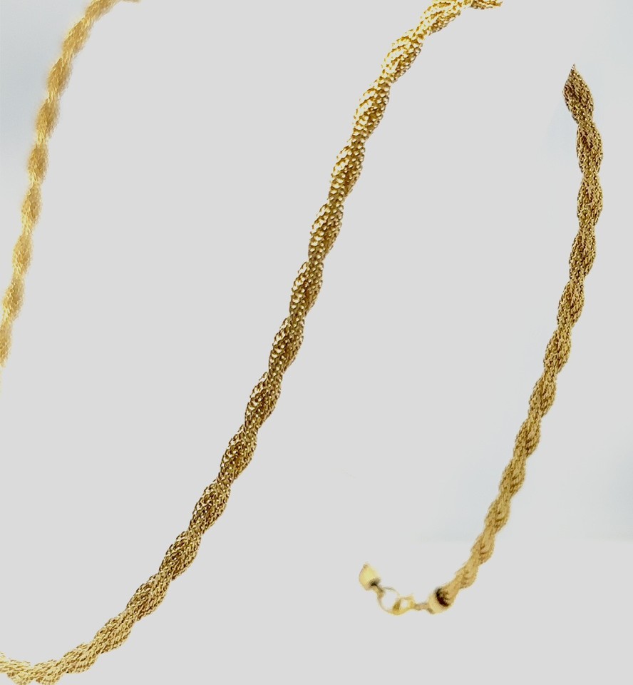 FINE VINTAGE MESH BRAIDED ROPE CHAIN SOLID 14K YELLOW GOLD 18” LONG | eBay