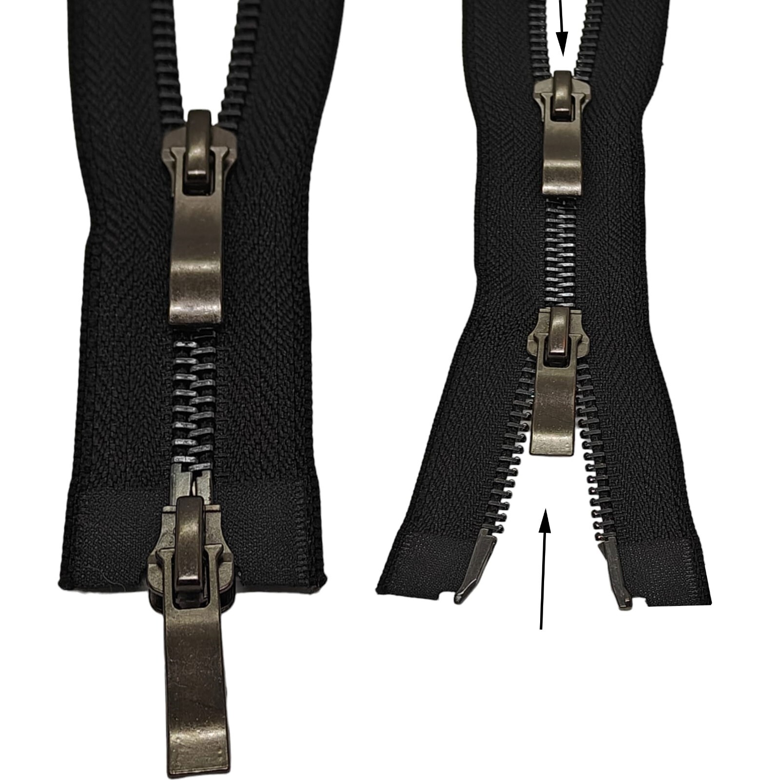 Black 2-Way Zip Black Nickel METAL Fastener Fully Open End Fastener ...