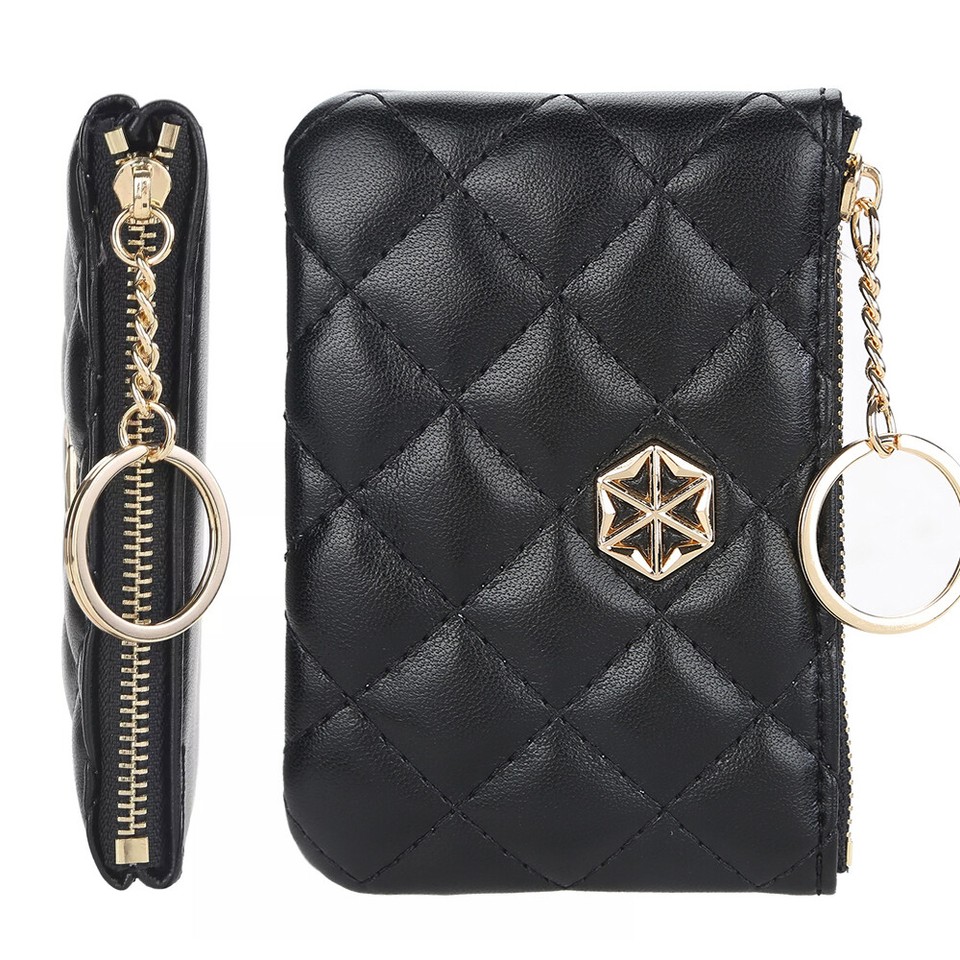 RFID Blocking Womens Wallet Leather Zip Purse Large Capacity Credit ...