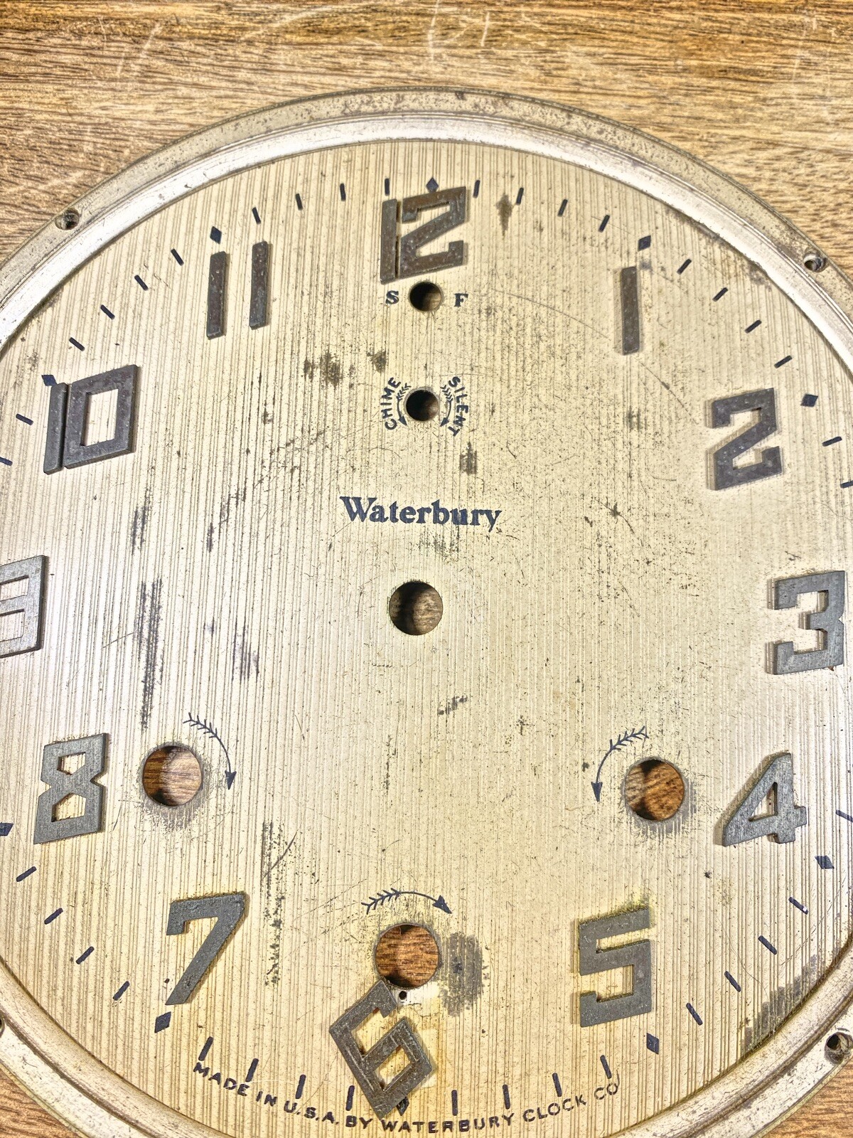 Old Waterbury Westminster Chime Clock Dial Pan (See Pics to ID Mvmt ...