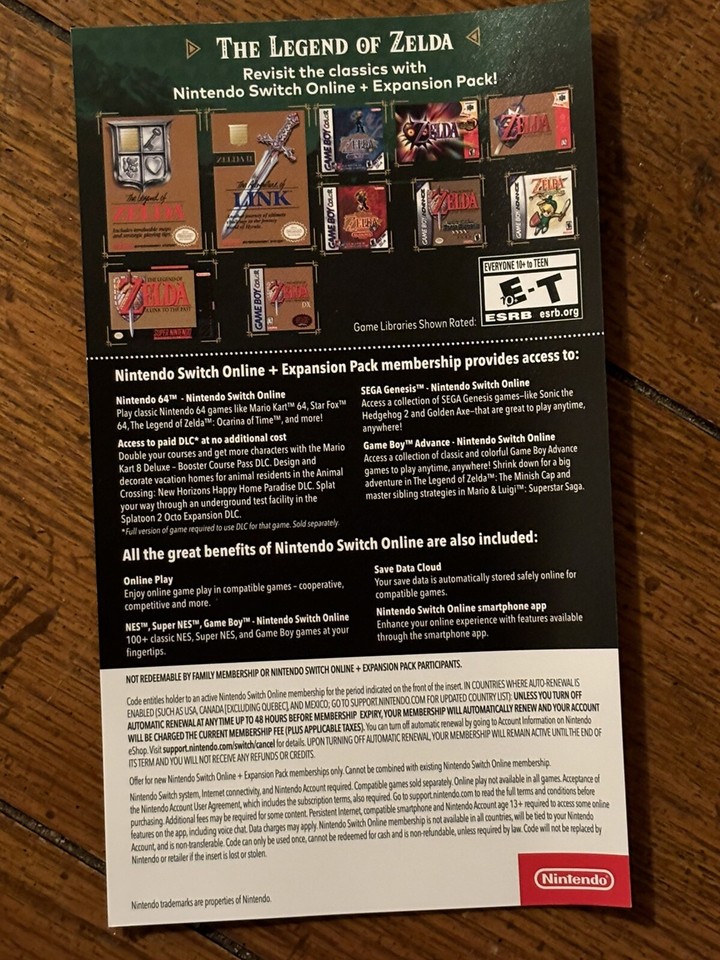 Nintendo Switch Online + Expansion Pack 12-Month Individual Membership ...