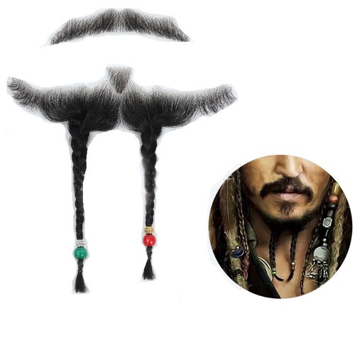 Hand Made Swiss Lace Mustache Human Hair Mustache Long Beard for Men's ...