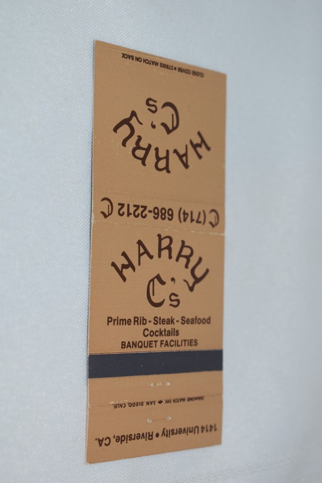 Harry C's Restaurant Riverside California 30 Strike Matchbook Cover | eBay