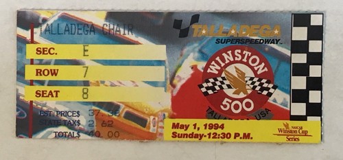 Nascar 1994 Talladega Speedway Winston 500 Ticket Stub Dale Earnhardt ...