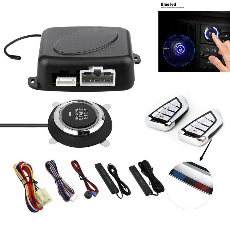 Car Keyless Entry Engine Start Alarm System Push Button Remote Starter ...