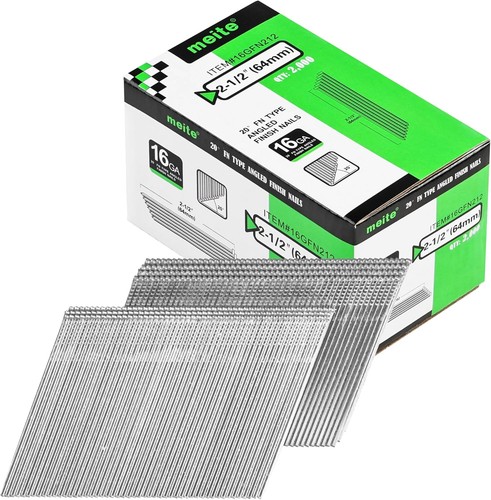 2,000 Counts 16 Gauge Angled Finish Nails 2-1/2-Inch Length 20-Degree ...