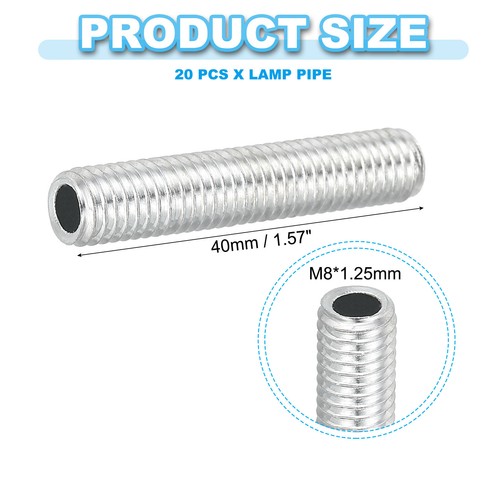 M8 Thread Carbon Steel Lamp Pipe, 20 Set 40mm/1.57" Hollow Tube Adapter ...