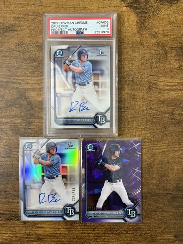 Dru Baker Bowman Investor Lot Tampa Bay Rays Autograph, Serial Numbered ...