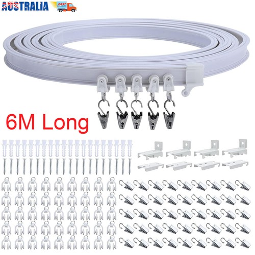 6M Caravan Curtain Track Flexible Bendable Rod Rail Set Ceiling Window ...