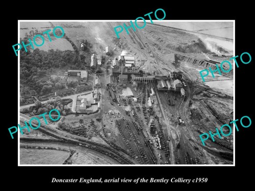 OLD POSTCARD SIZE PHOTO DONCASTER ENGLAND AERIAL VIEW BENTLEY COLLIERY ...