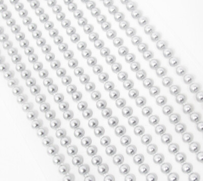 400 SELF ADHESIVE ROUND SILVER PEARLS STICK ON EMBELLISHMENT 6MM FLAT ...