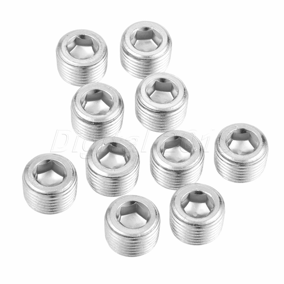 Silver 1/8" 1/4" 3/8" 1/2" NPT Iron Internal Hex Thread Socket Pipe ...