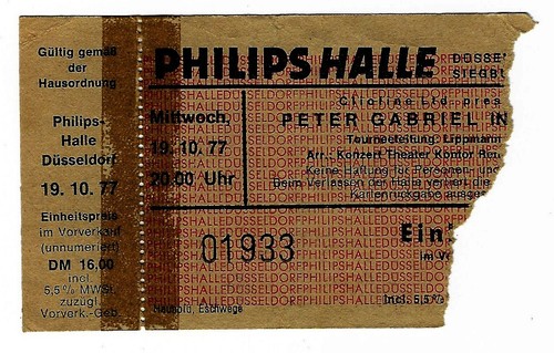 Peter Gabriel 10/19/77 Dusseldof Germany Rare Ticket Stub Genesis | eBay