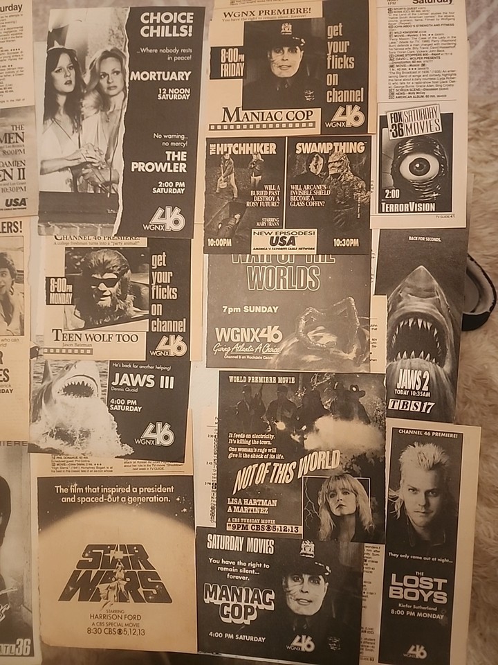 Vintage 1980s 90s Horror Movie Ads Halloween JAWS Freddy Krueger And ...