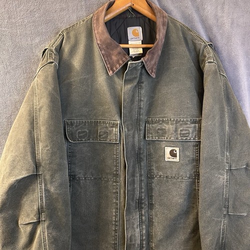 VTG Carhartt C26 MOS Moss Green Arctic Work Jacket Nylon Quilt Lined ...