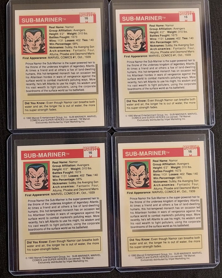 1990 Marvel Impel Sub-mariner Card Lot 🔥 | eBay