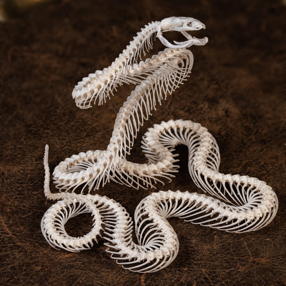 Real Snake skeleton taxidermy in attack pose, snake bone collectibles ...